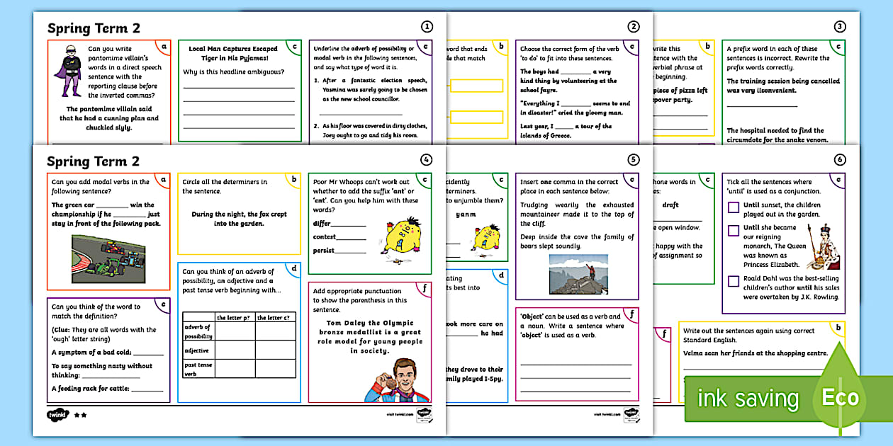 Editable Year 5 Spring Term 2 SPaG Activity Mats - Twinkl