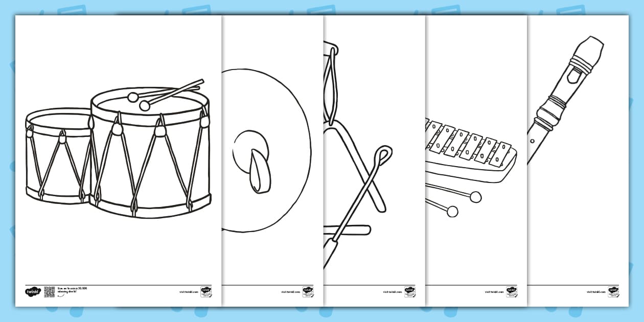 Music Pictures to Colour | Colouring Pages | Twinkl - Twinkl