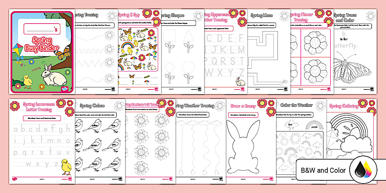 Prekindergarten No-Prep Spring Busy Binder