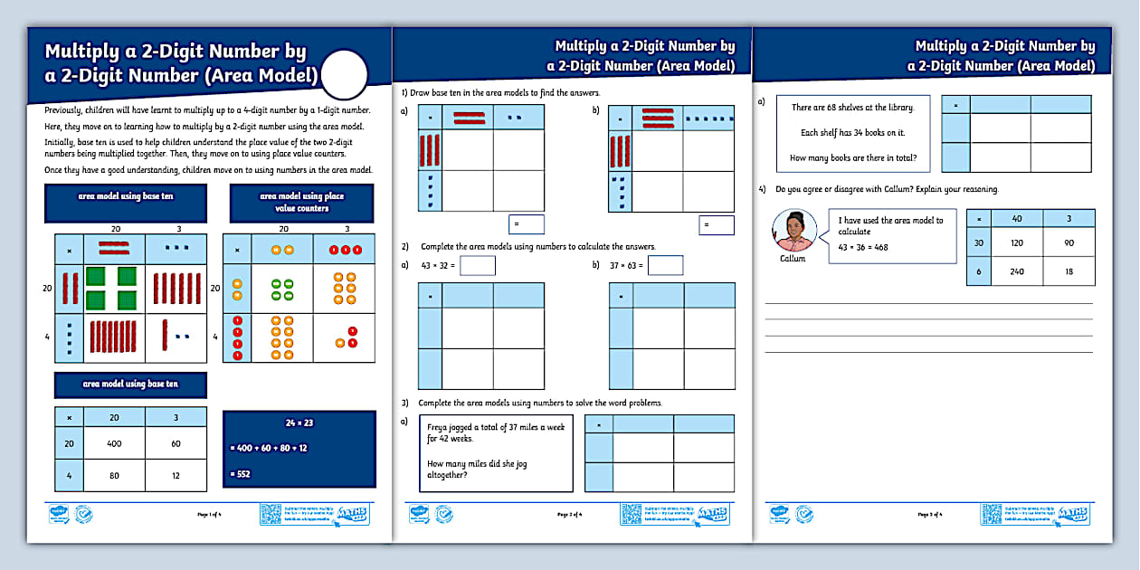 👉 Year 5 Multiplication Area Model Activity Sheet