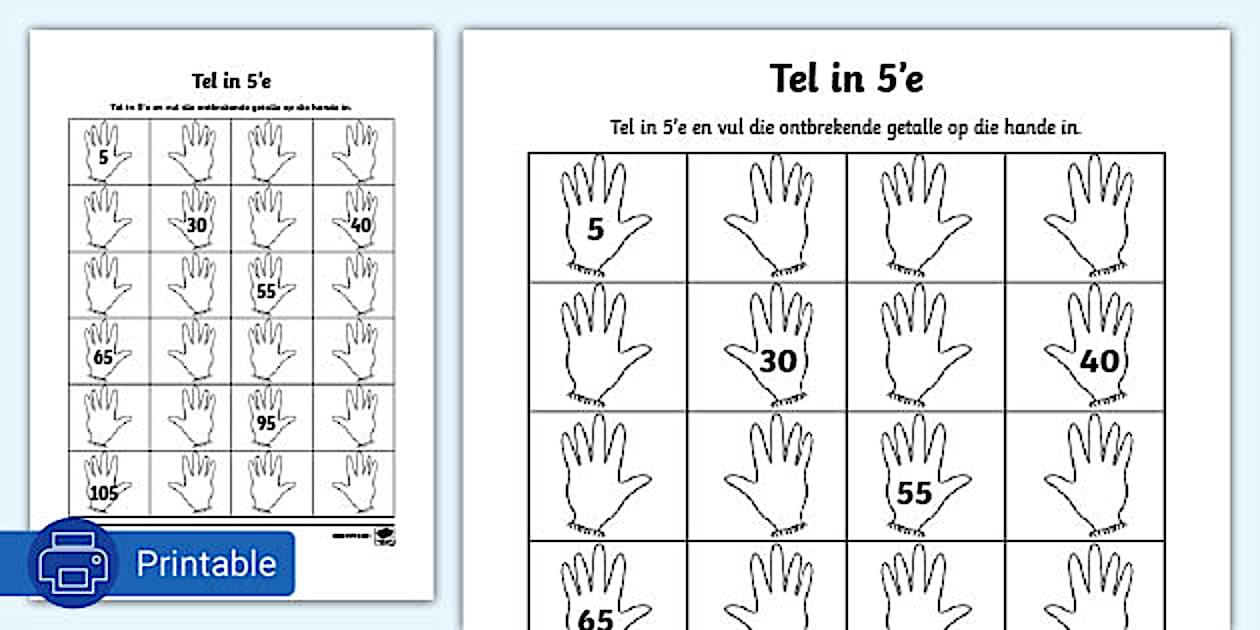 Tel in 5'e op Hande Aktiwiteitskaart (Hecho por educadores)