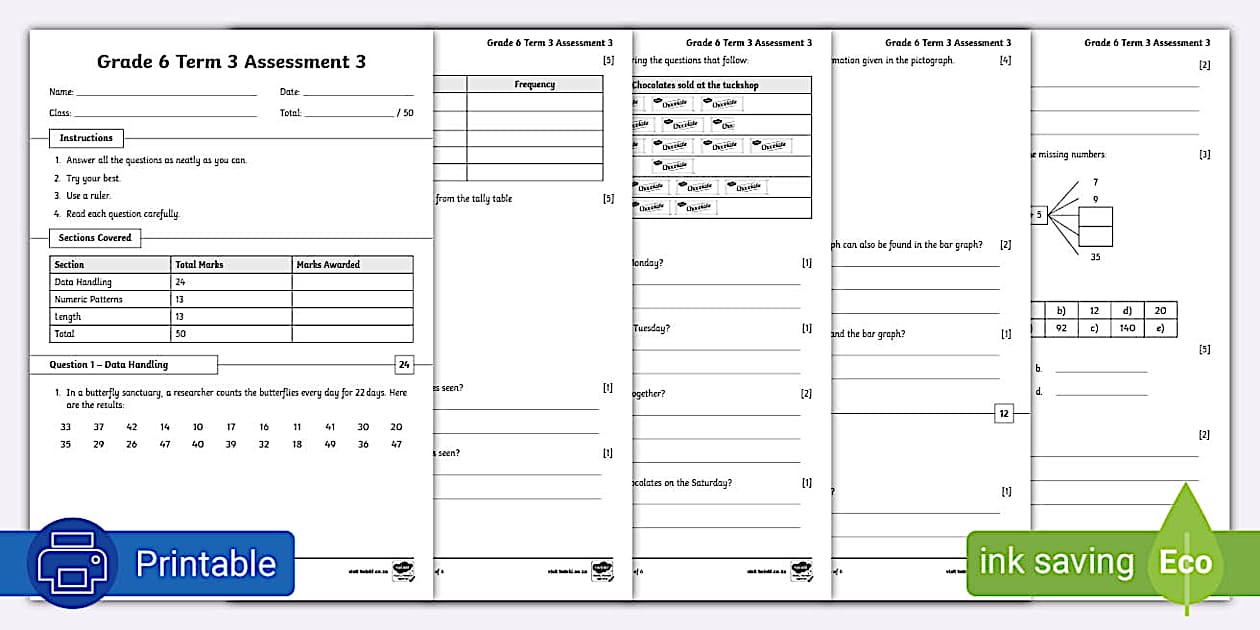 Grade 6 Maths Term 3 Assessment 3 (teacher made) - Twinkl