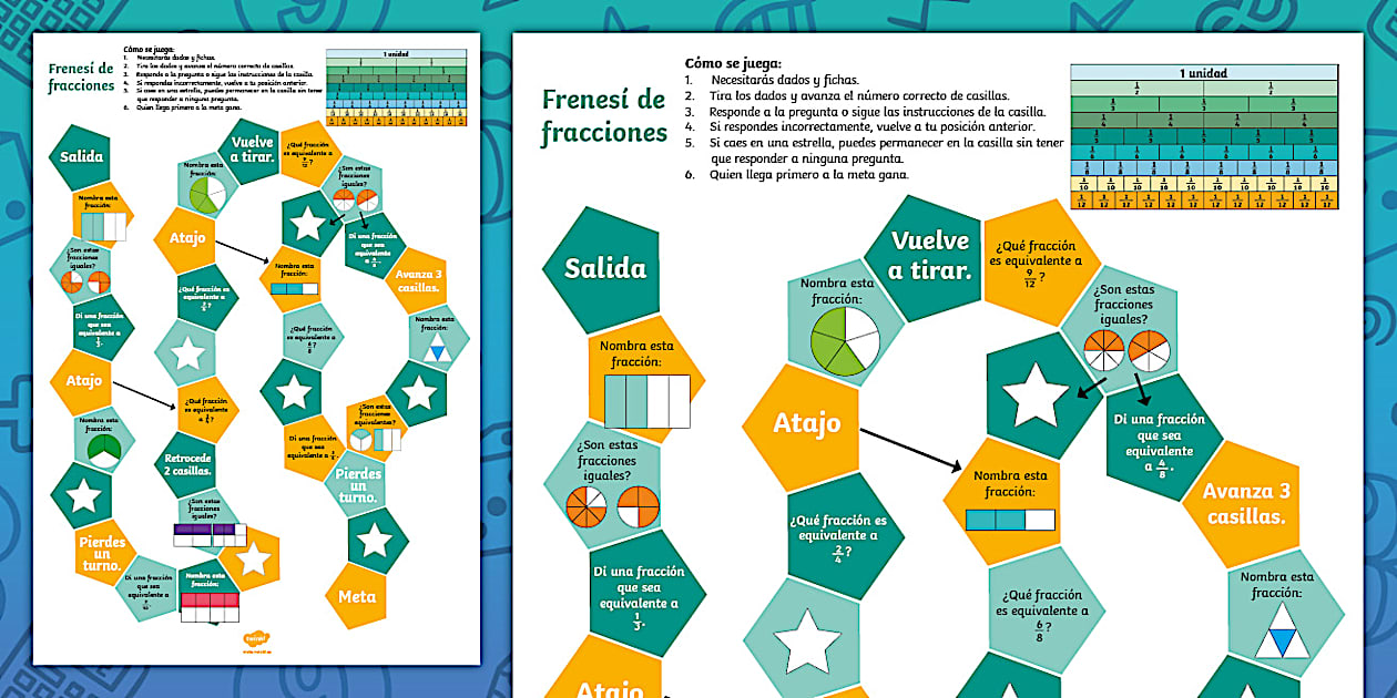 Juego de mesa: Frenesí de fracciones (teacher made)