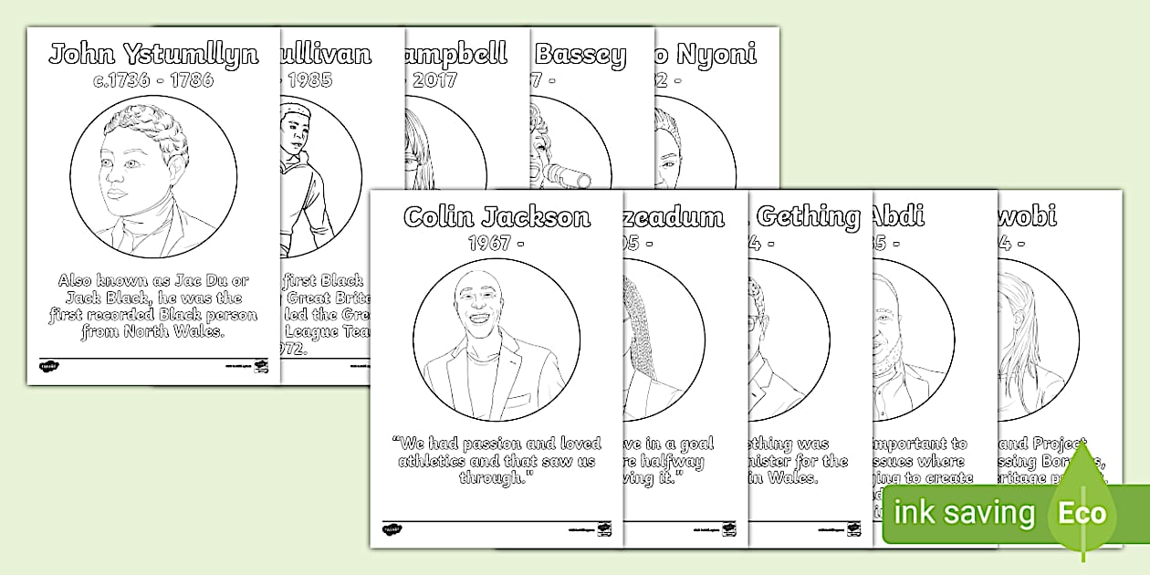Significant Welsh Black History Individuals Colouring