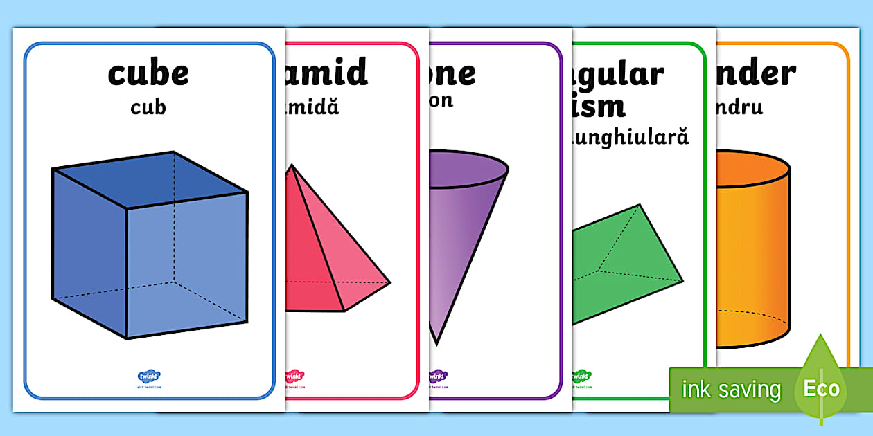 3D Shape Display Posters English/Romanian (teacher made)
