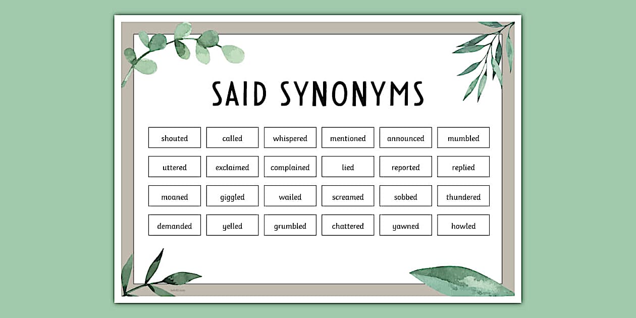 Muted Botanical Themed Said Synonyms Display Poster - Twinkl Muted Botanical Themed Said Synonyms Display Poster - Twinkl
