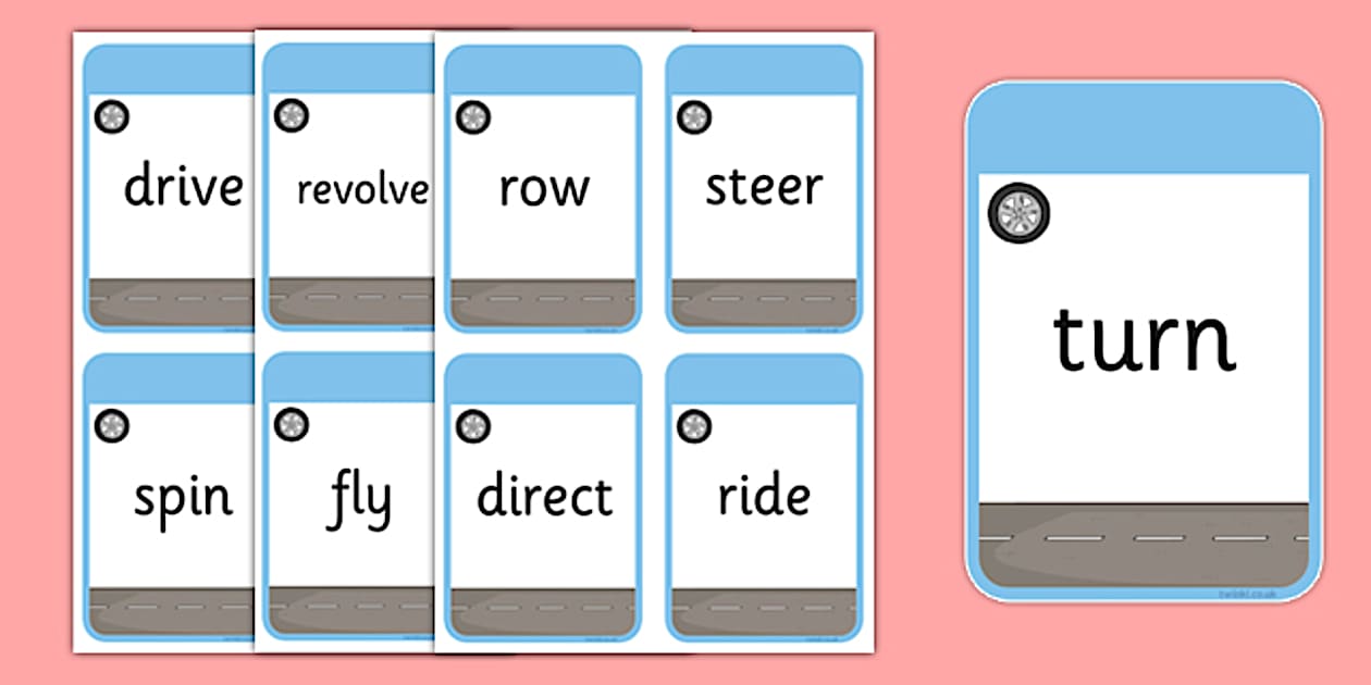 Cursive Transport Themed Verb Action Cards (teacher made)