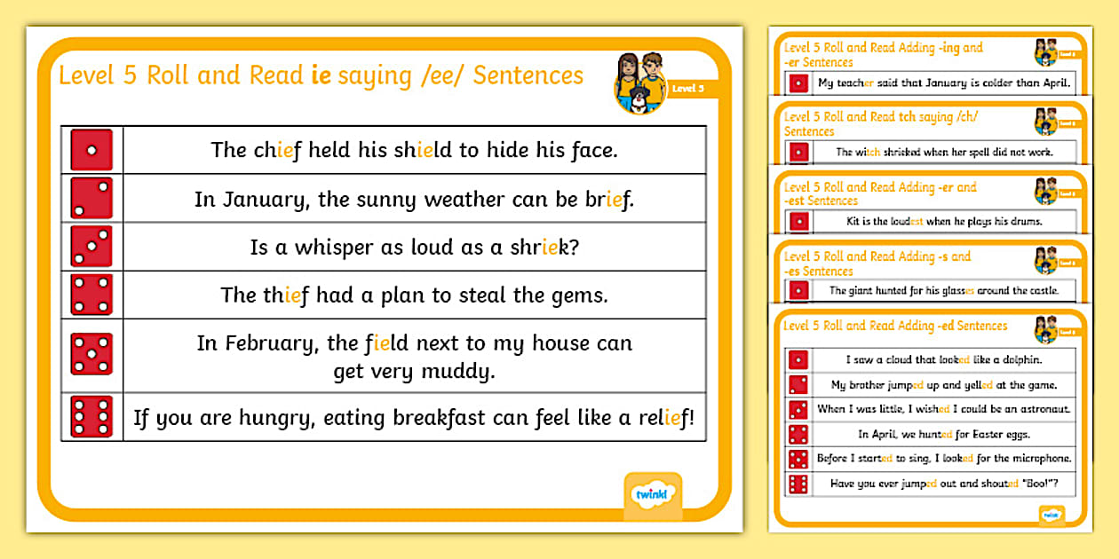 Twinkl Phonics Level 5 Roll and Read Sentences Weeks 21-30