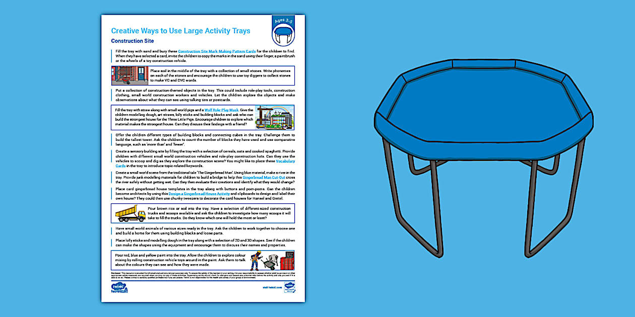 EYFS Large Activity Tray Ideas: Construction Site | Twinkl