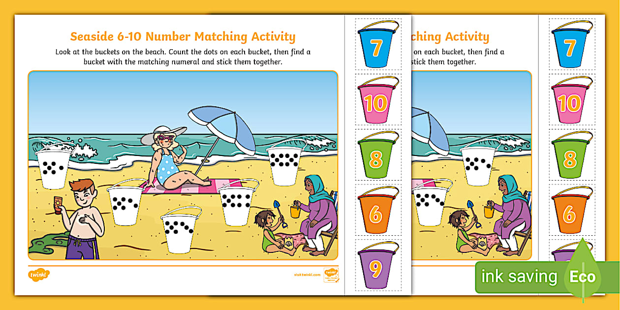 👉 Seaside 6-10 Number Matching Activity (teacher made)