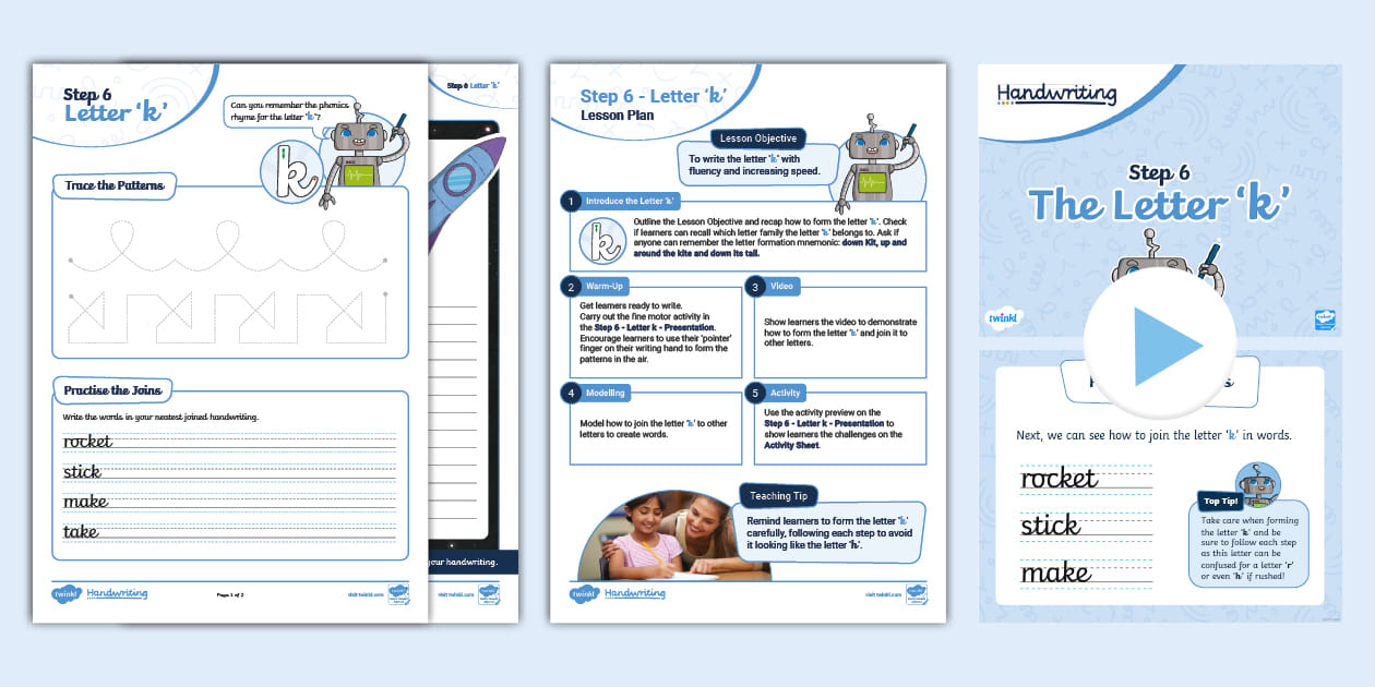 Step 6 Joined Handwriting Letter ‘k’ Pack - Twinkl