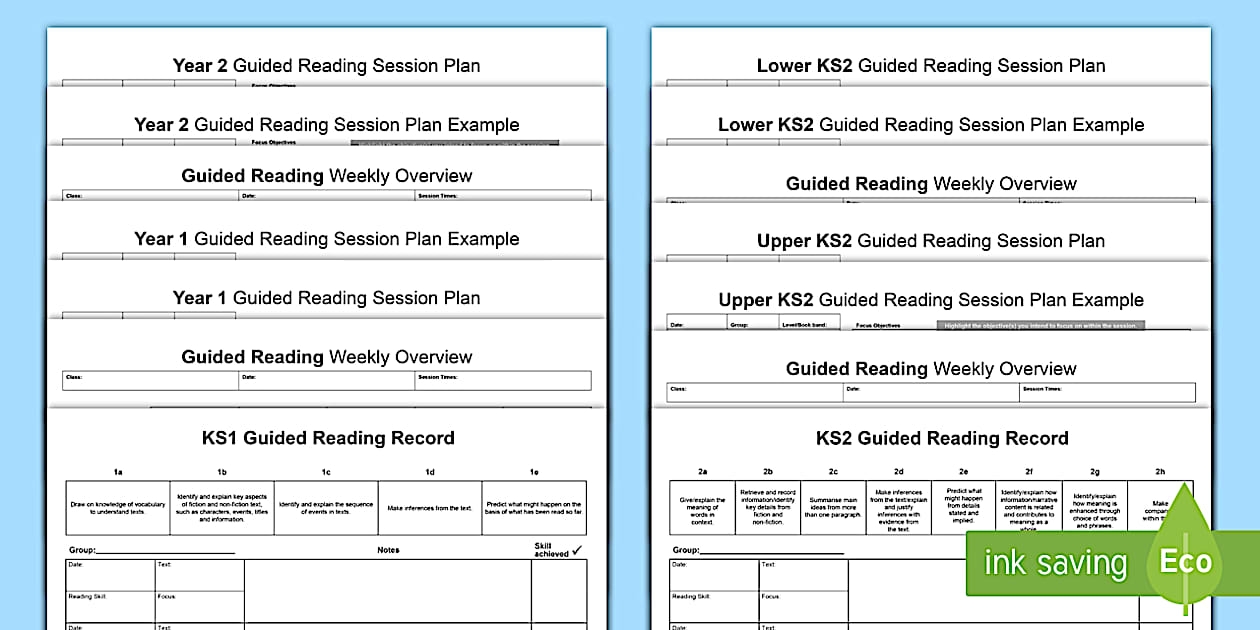 Guided Reading Planning Template KS1 - Primary Resources