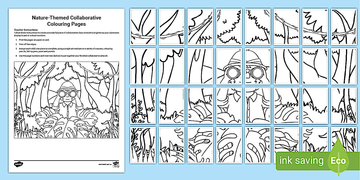 Nature-Themed Team Colouring Activity - Parents - Twinkl