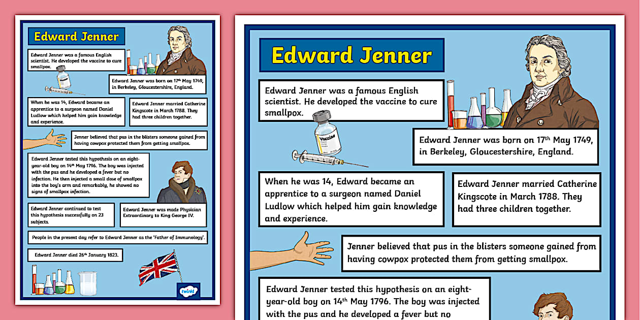 Edward Jenner Facts Display Poster (teacher made) - Twinkl