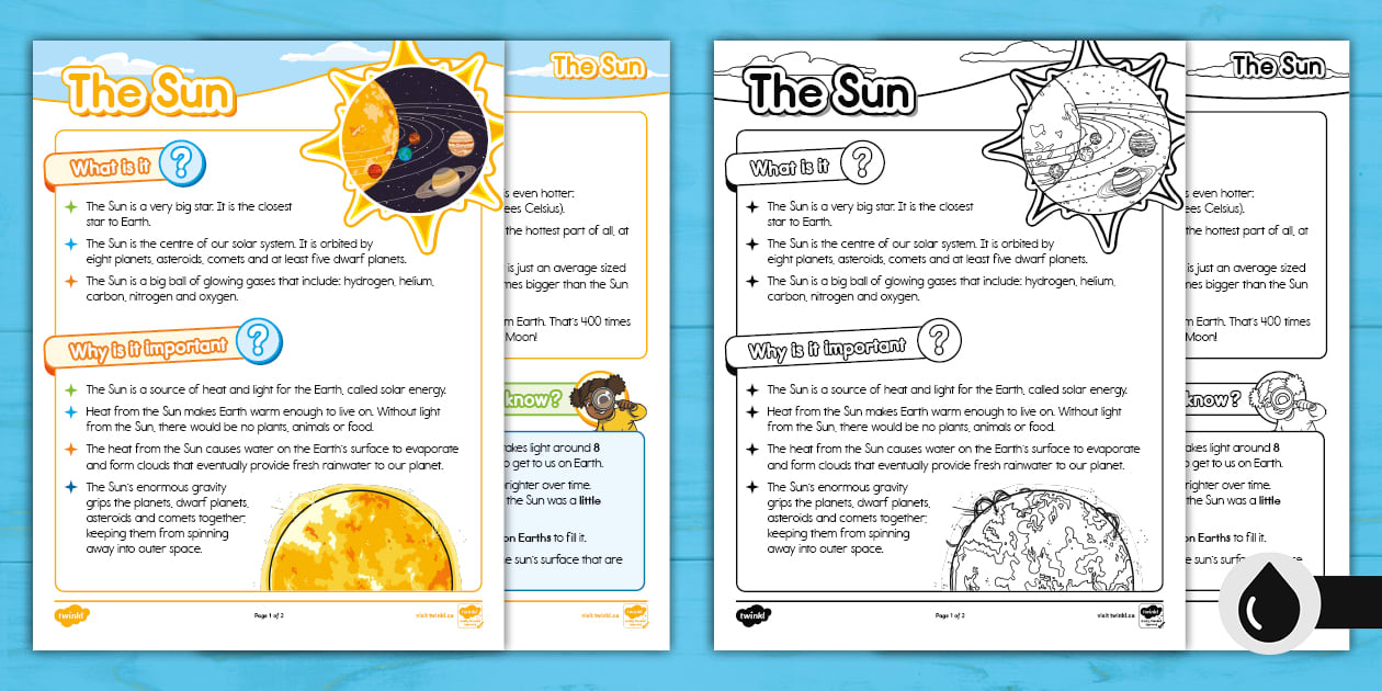 The Sun Fact File (teacher made) - Twinkl