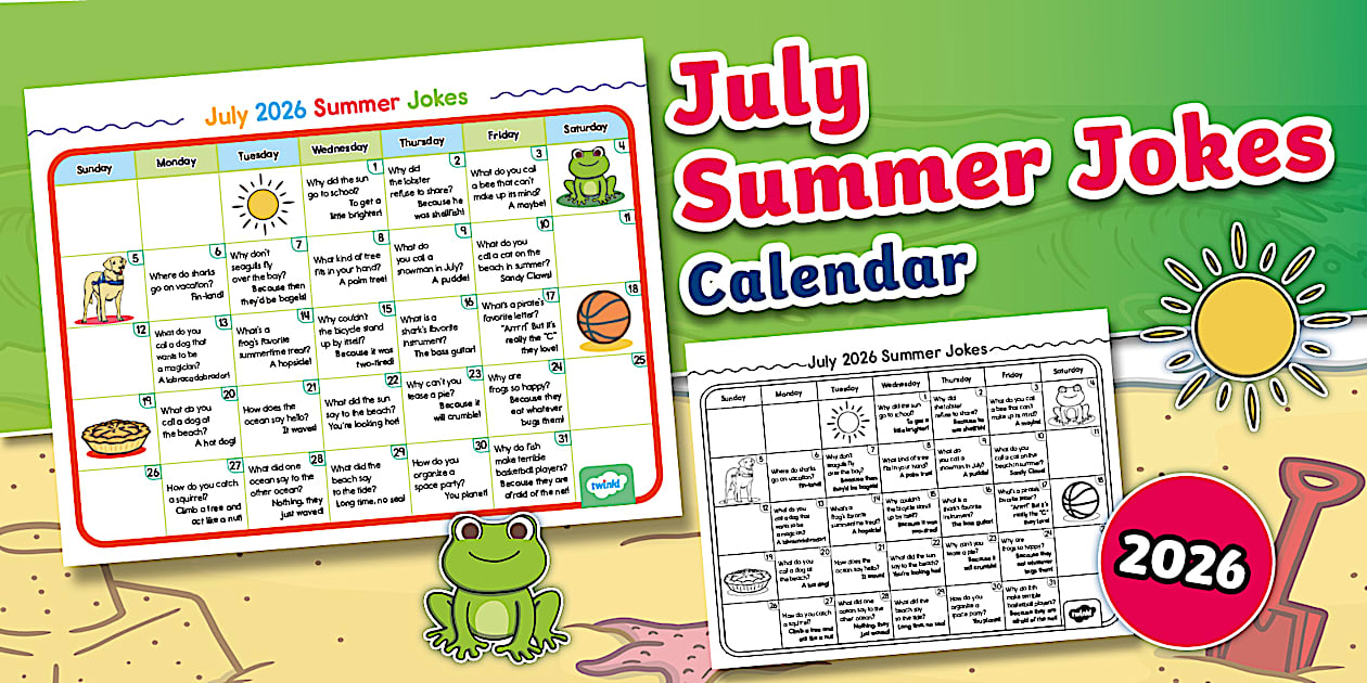 July 2026 Summer Jokes Calendar