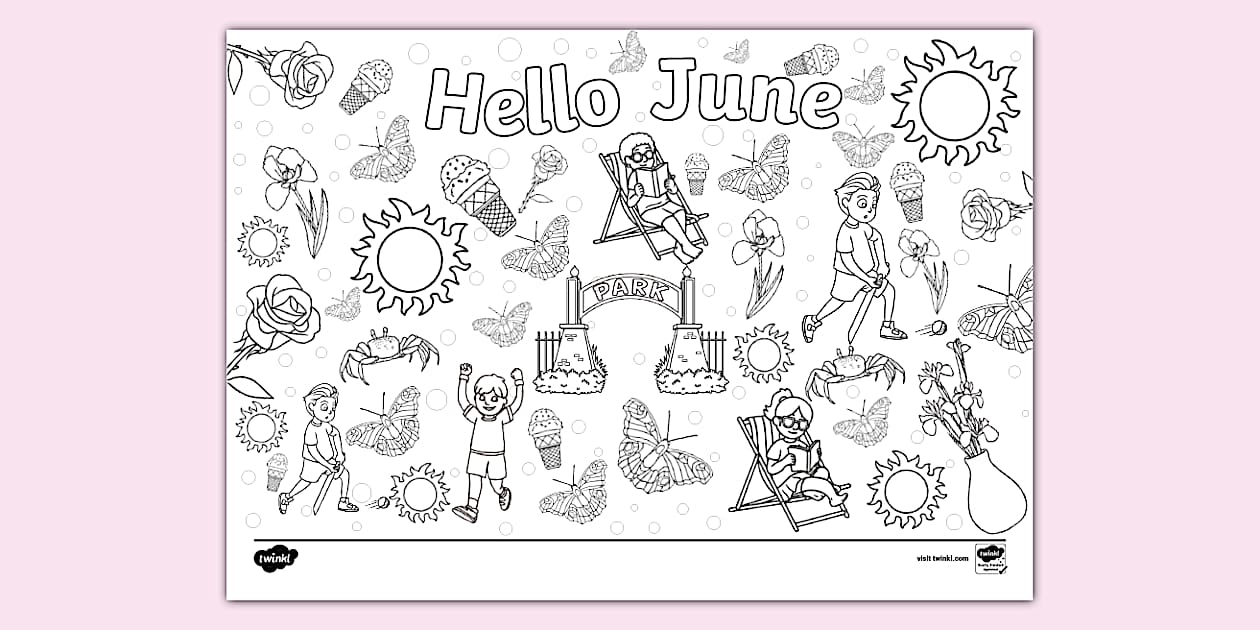 Hello June Colouring Page - Twinkl - KS1 (teacher made)