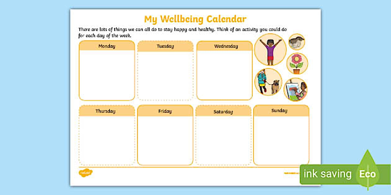 EYFS Wellbeing Calendar - Twinkl