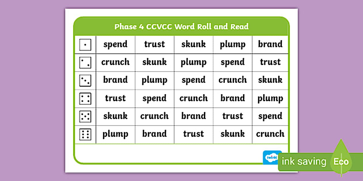 Phase 4 CCVCC Word Roll and Read Mat 2 | Twinkl - Twinkl