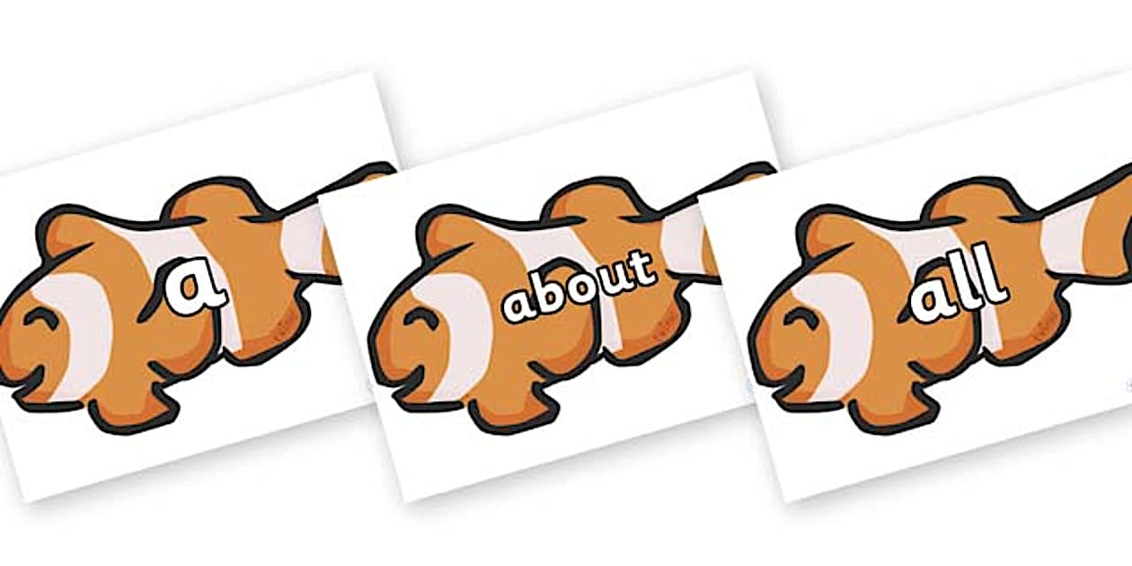 Cursive 100 High Frequency Words on Clown Fish - Twinkl