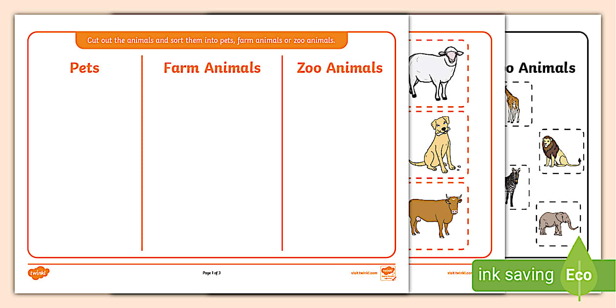 Farm, Zoo and Pet Category Sorting Activity (Teacher-Made)