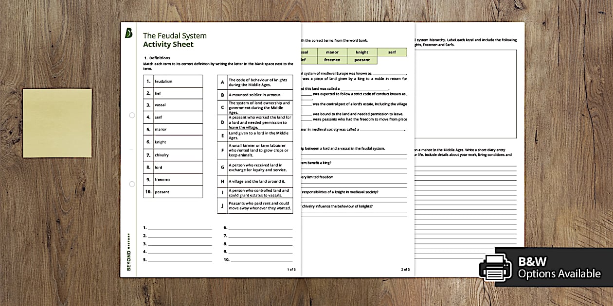 The Feudal System (Activity Sheet)