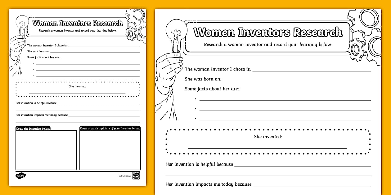 Women Inventors Research Worksheet (Teacher-Made) - Twinkl