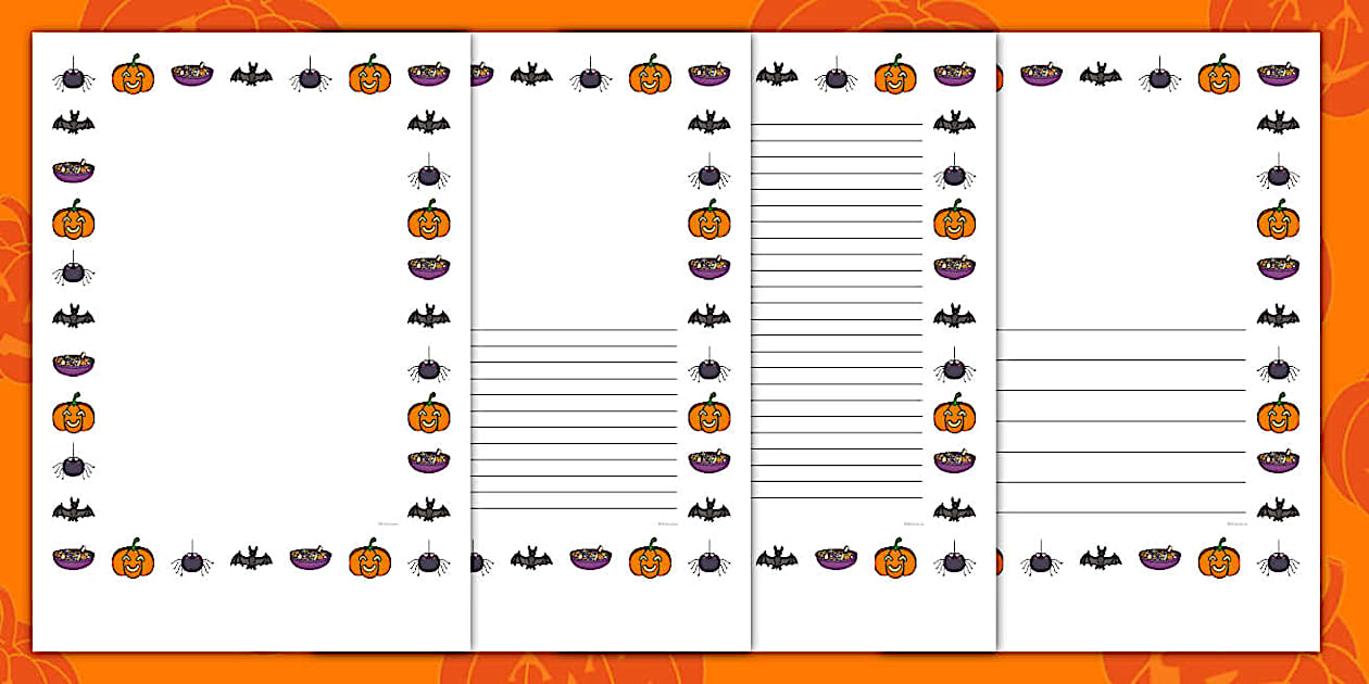 Plantillas verticales para escritura con bordes - Halloween