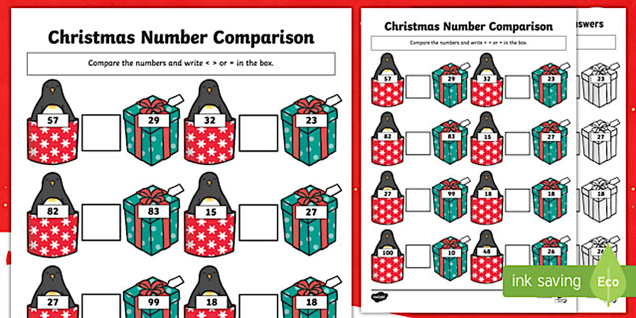 Christmas Number Comparison Worksheet (teacher made)