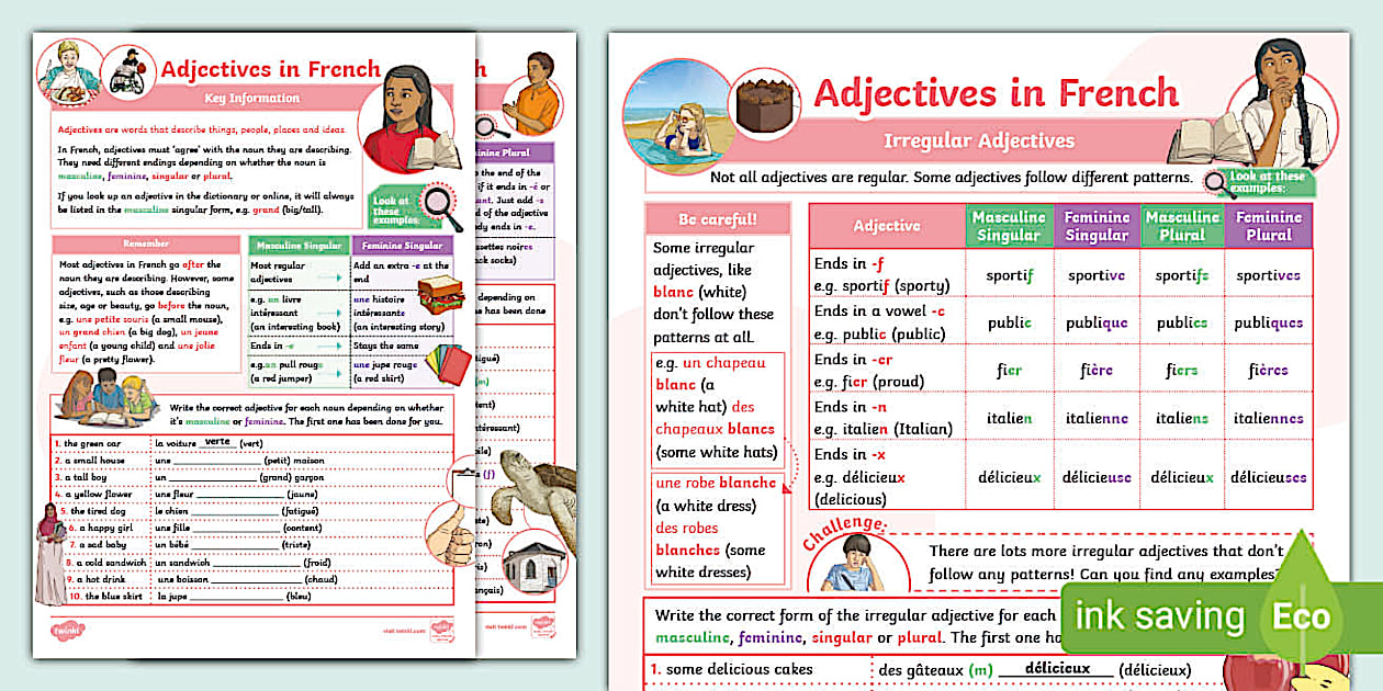👉 French: Adjectives Activity Sheet (teacher made)