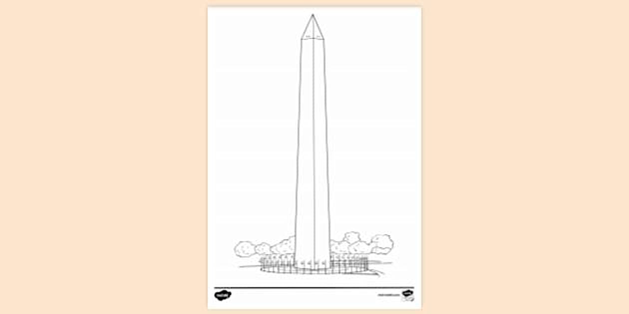 George Washington Memorial Statue Colouring Sheets - Twinkl