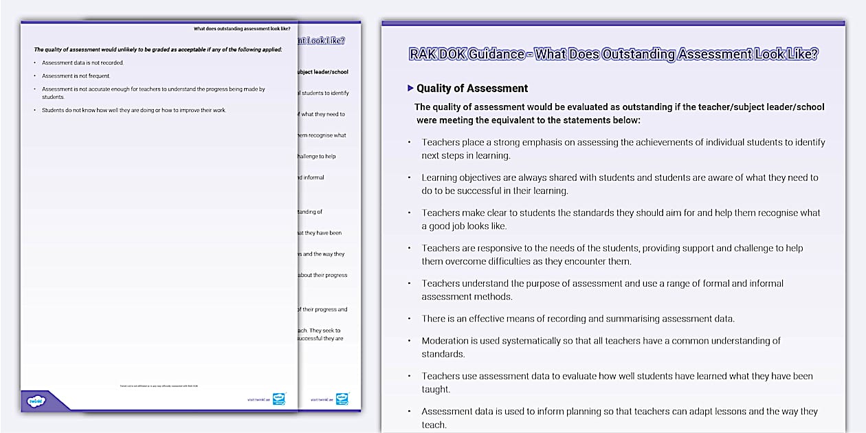 RAK DOK Guidance - What does outstanding assessment look like?