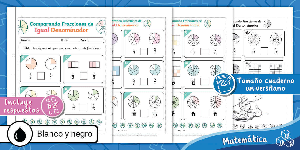 guía de trabajo | fracciones | denominador | matemática