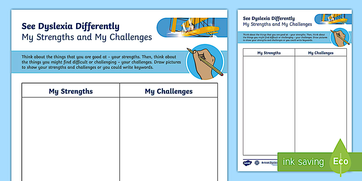 FREE! - KS1 Dyslexia Support | My Strengths & Challenges Worksheet