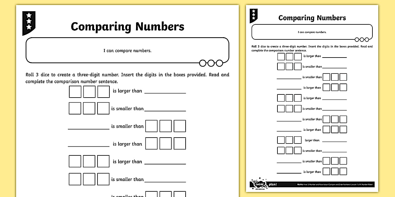 Editable Comparing Numbers Worksheet (teacher made) - Twinkl