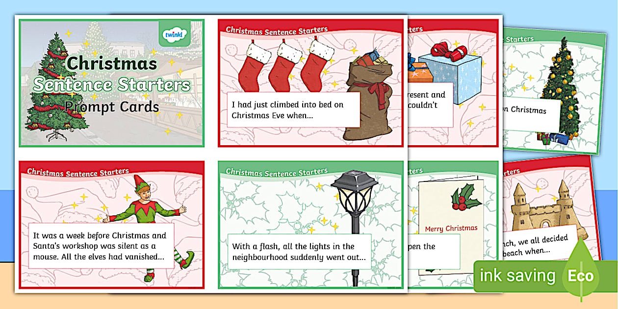 Christmas Sentence Starters | Story Cards | Twinkl - Twinkl