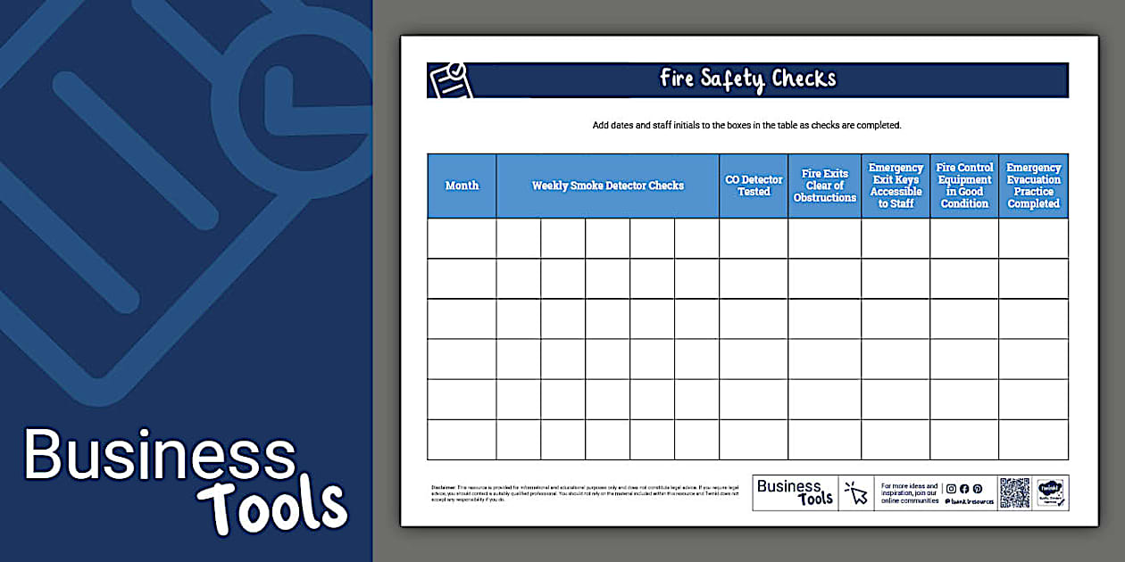 Childminder Smoke Alarm Weekly Test Record (teacher made)