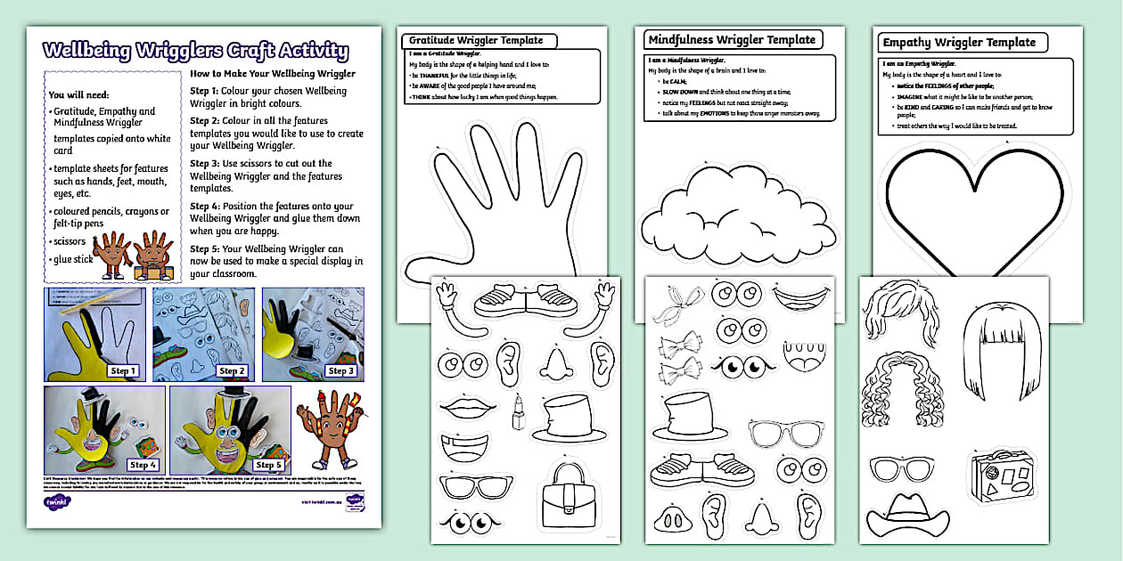 Wellbeing Wrigglers Craft Activity (teacher made) - Twinkl