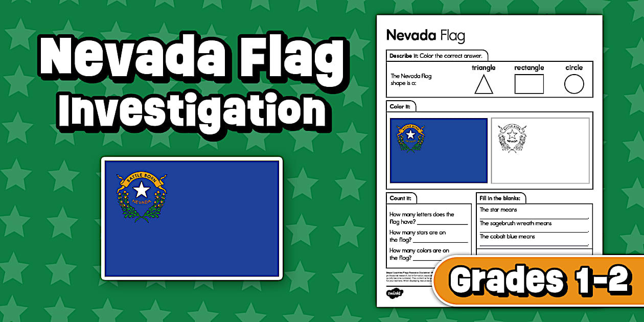 Nevada Flag Investigation Worksheet for 1st-2nd Grade