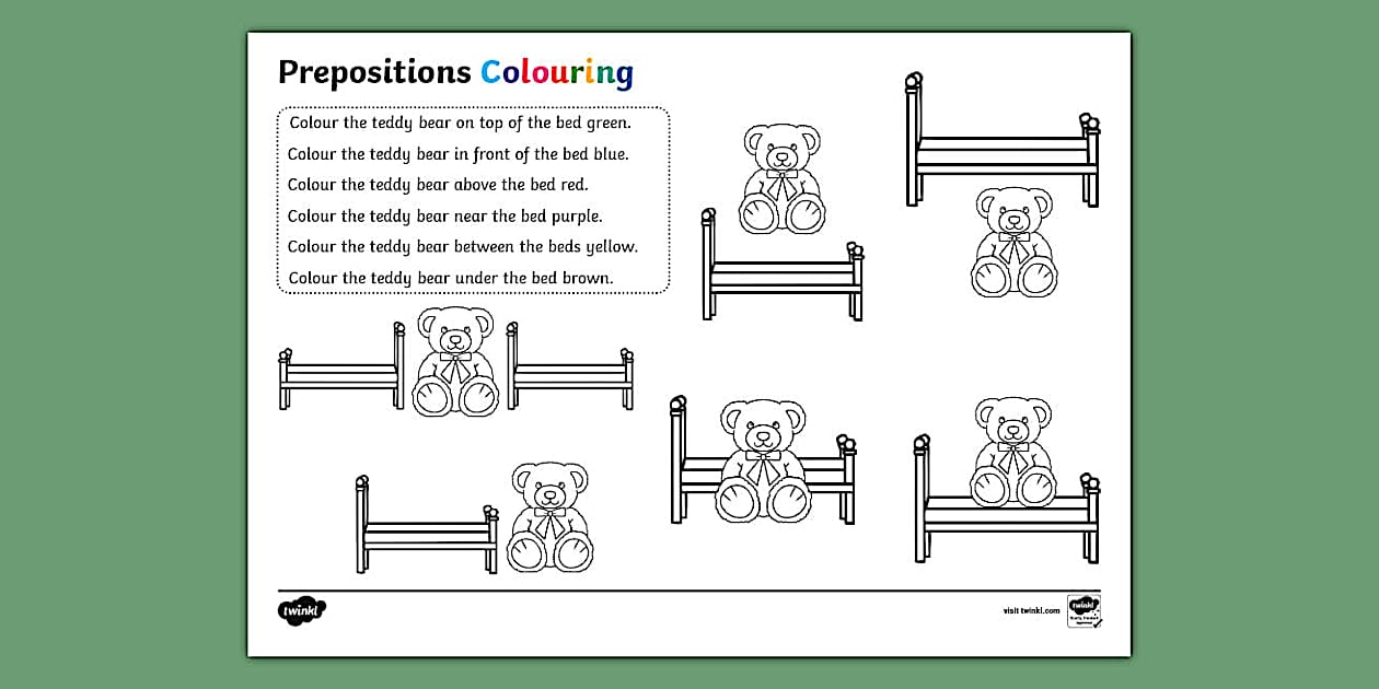 👉 Prepositions Colouring Worksheet - KS1 - Maths - Twinkl