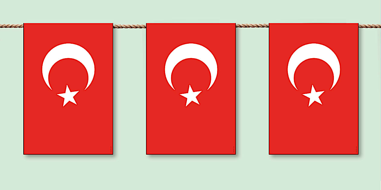Türkiye Flag Bunting - Turkish flag (teacher made) - Twinkl