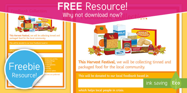 FREE! - Food Bank Collection Harvest Festival Display Poster
