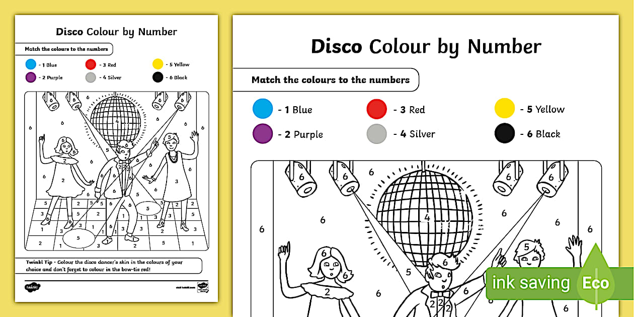 A Groovy Disco Colour-by-Number Worksheet | Twinkl | KS1