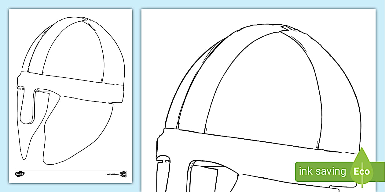 Viking Helmet Colouring Page (teacher made) - Twinkl