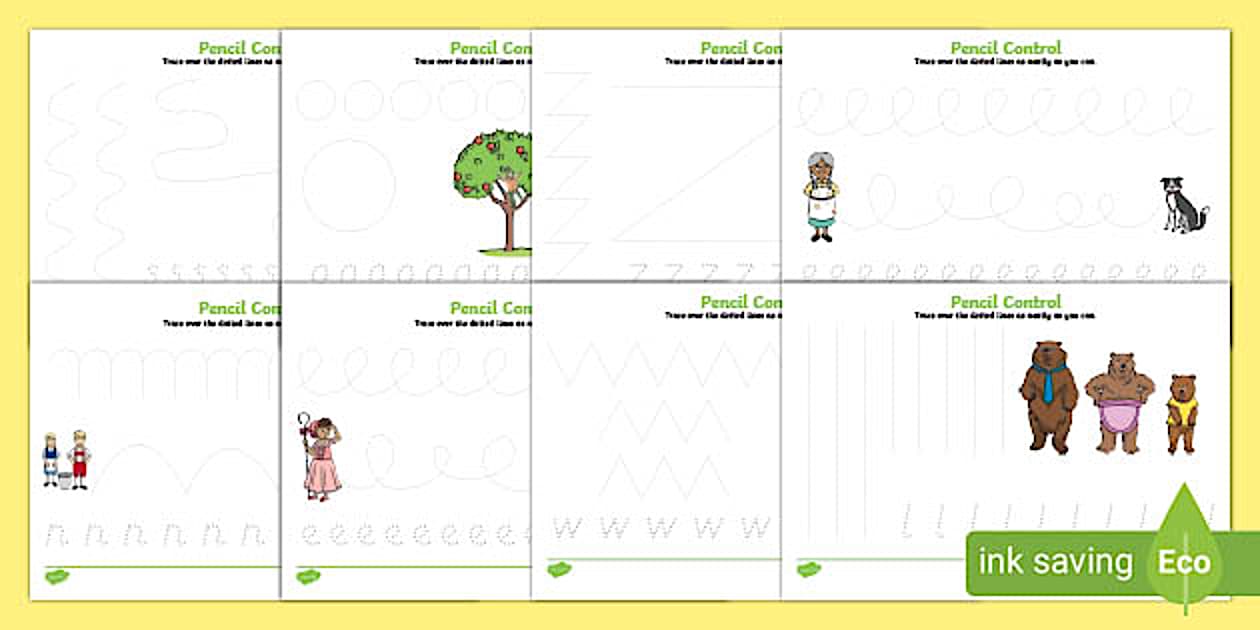 I Spy Story Time Pencil Control Worksheets