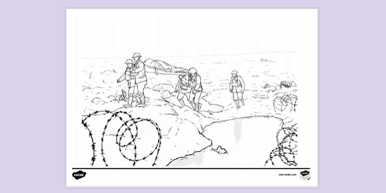 WWI Front Line Colouring Sheet | Colouring Sheets - Twinkl
