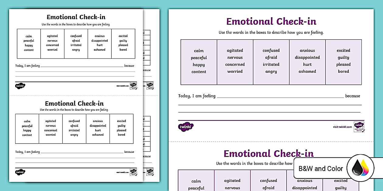 Emotional Check-in Activity for 3rd-5th Grade - Twinkl