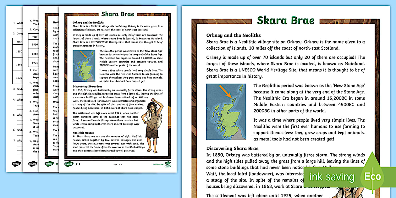 Skara Brae Differentiated Reading Comprehension Activity
