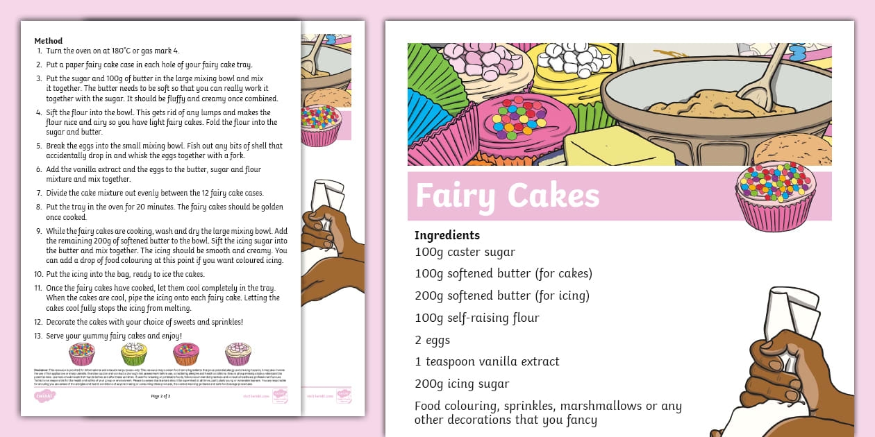 Fairy Cakes Recipe Sheet | Twinkl