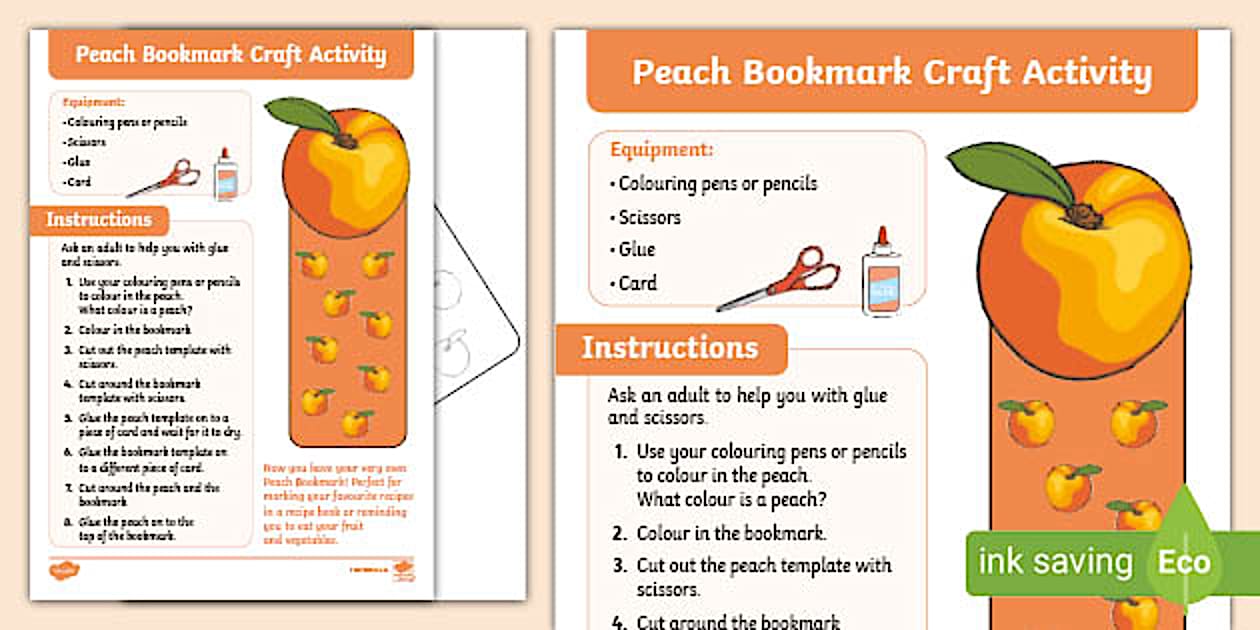 Easy to make Peach Bookmark Craft (teacher made) - Twinkl